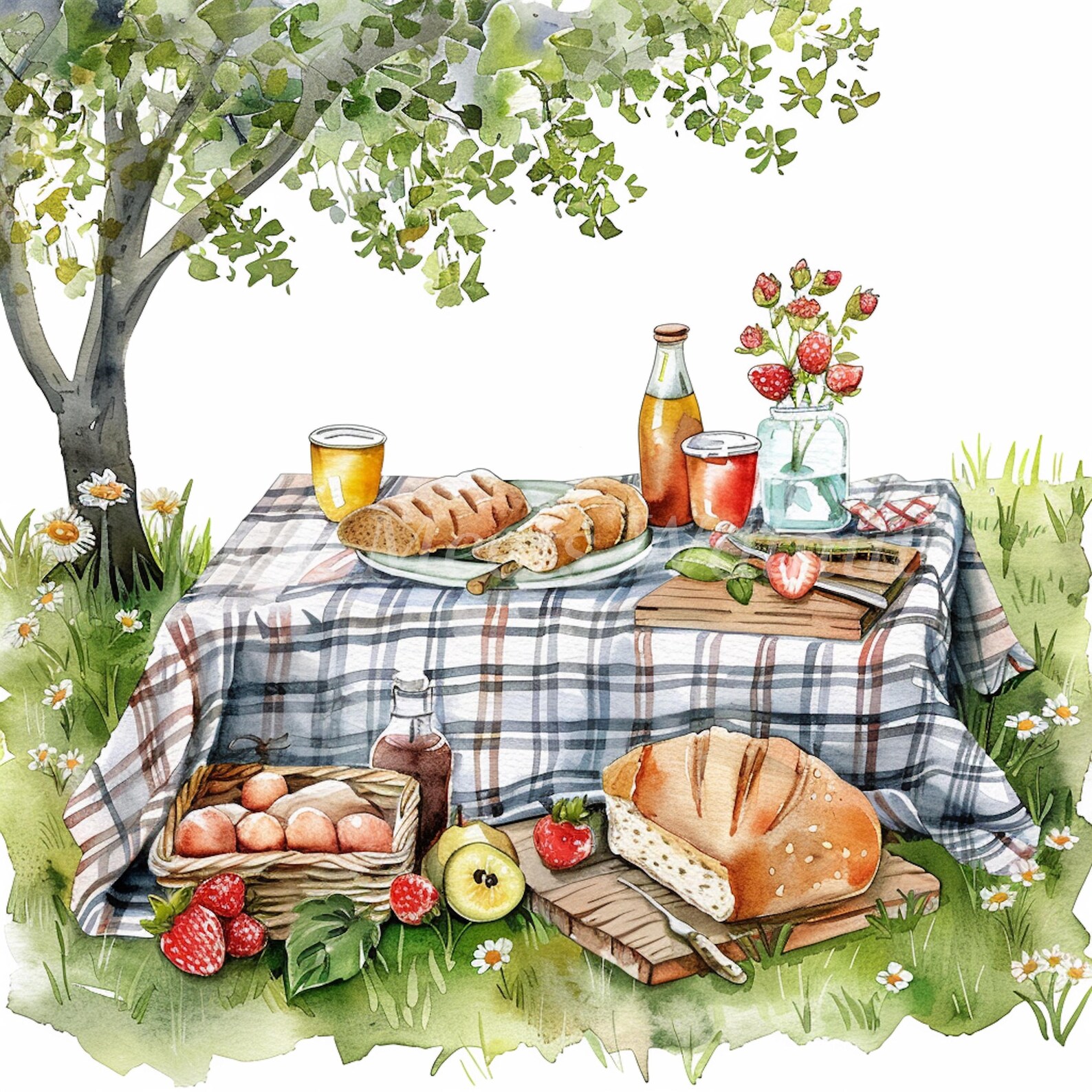 Watercolor Spring Picnic Clipart Bundle (digital Download) - Etsy