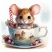 Christmas Mouse in a Teacup Clipart Bundle -10 High Quality Watercolor ...