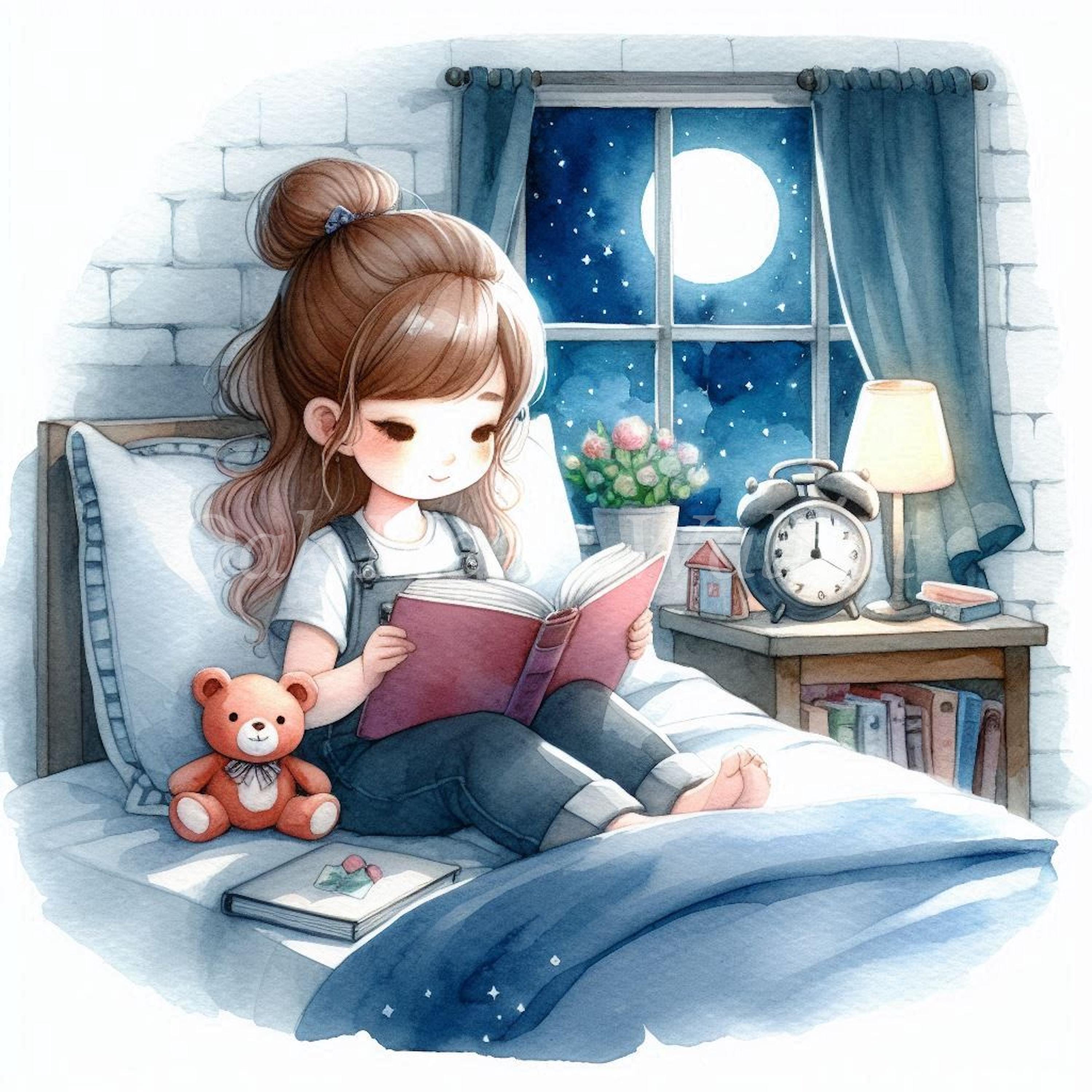 Watercolor Kid Reading Clipart Bundle (digital Download) - Etsy