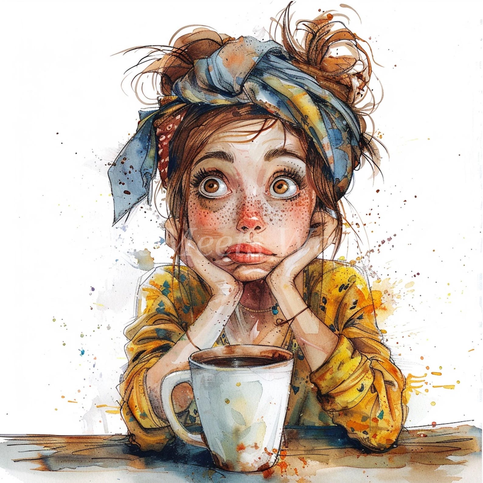 Frustrated Coffee Lover Clipart Bundle- 10 High Quality Watercolor Jpgs ...