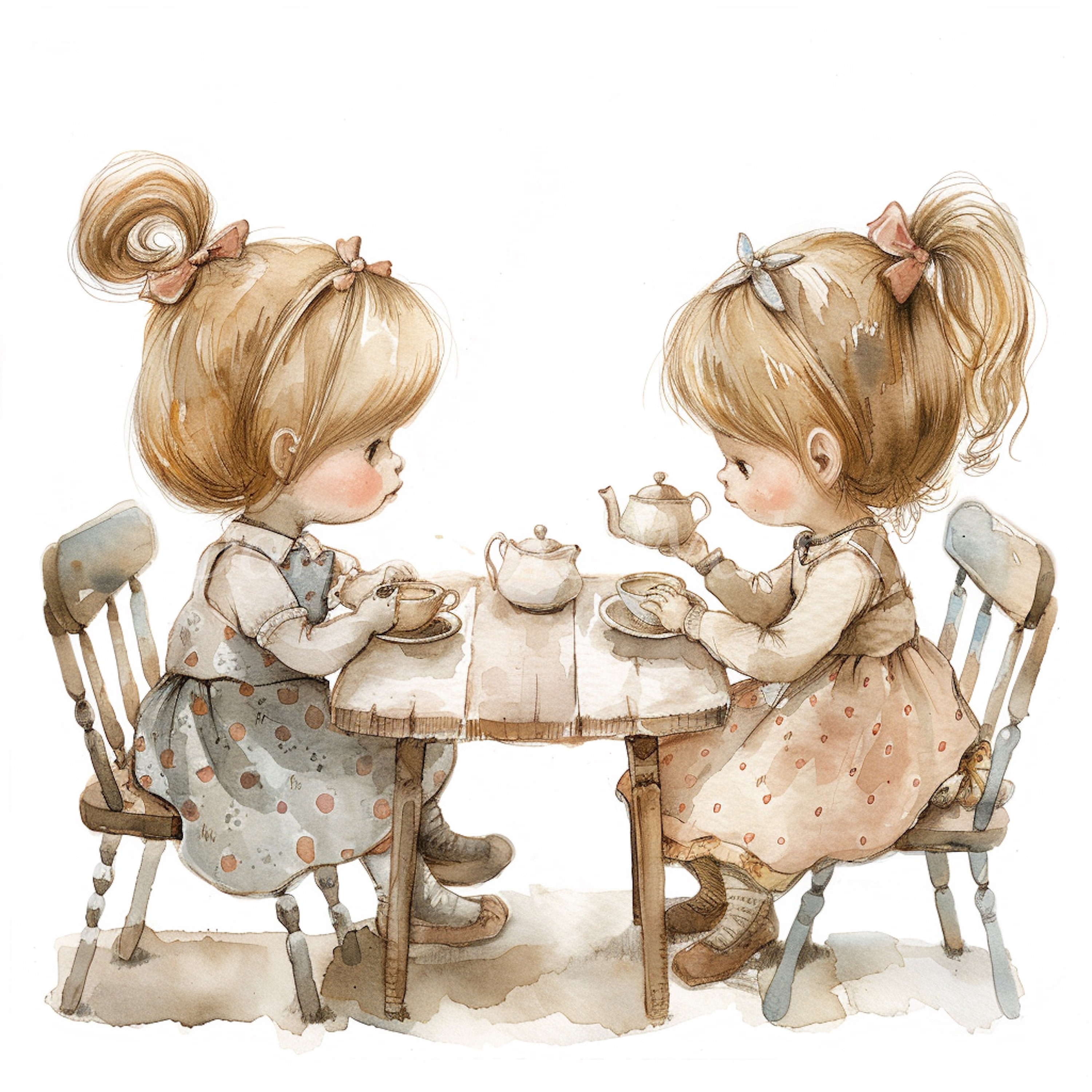 Girl Tea Party Clipart Bundle- 10 High Quality Watercolor Jpgs ...