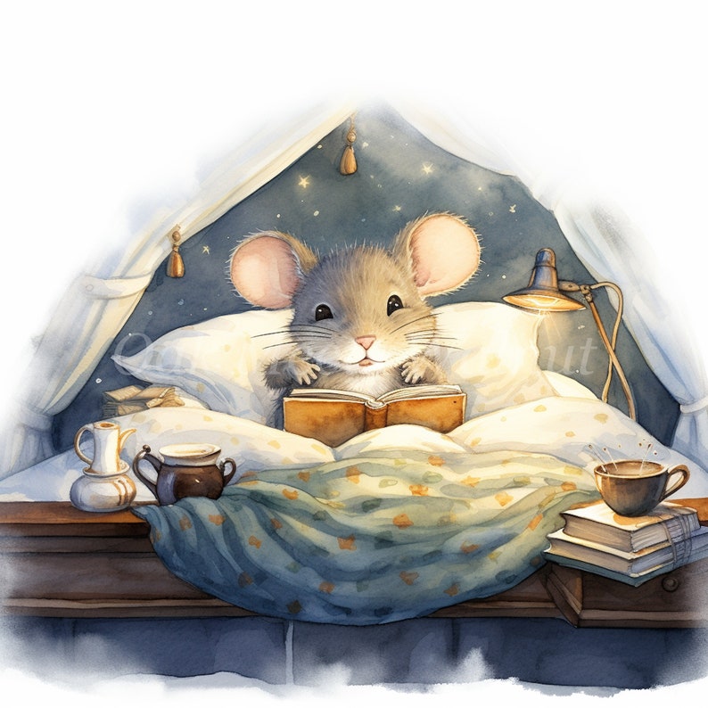 Mouse Reading Book Clipart Bundle: Animal Graphics (digital Download ...