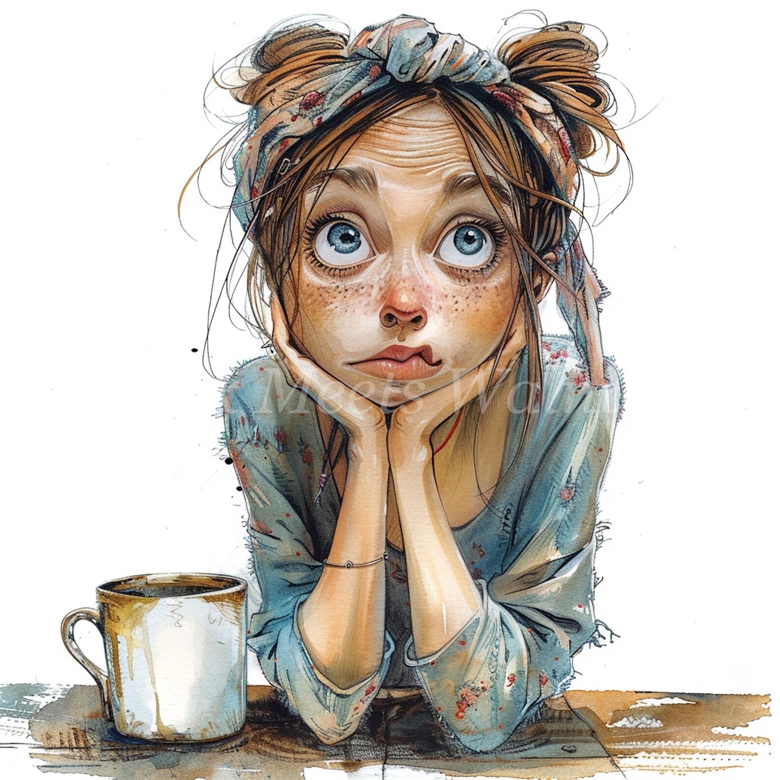 Frustrated Coffee Lover Clipart Bundle- 10 High Quality Watercolor Jpgs ...