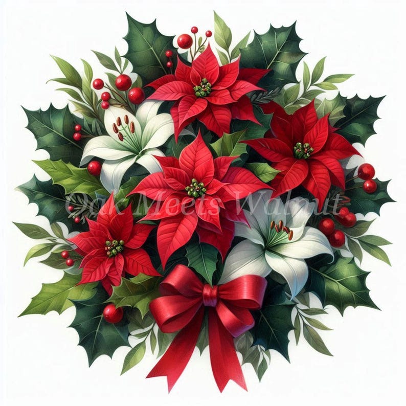 Christmas Flowers Watercolor Clipart Bundle (digital Download) - Etsy