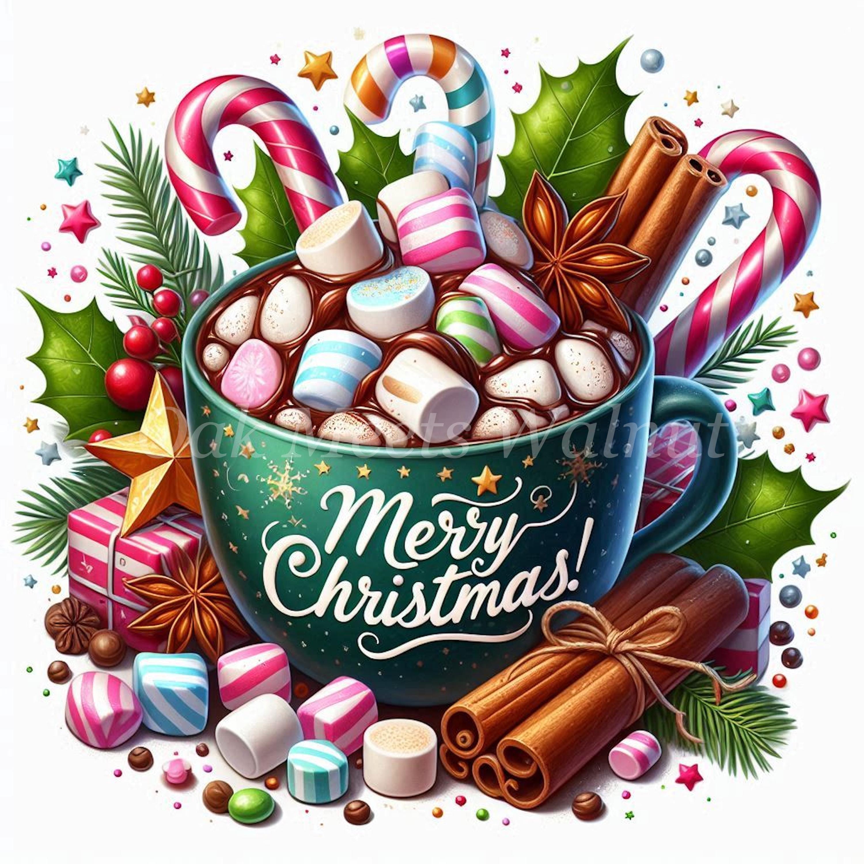 Christmas Hot Cocoa Clipart: Watercolor Holiday Mugs (digital Download ...