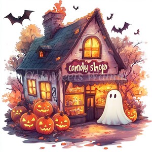 Halloween Candy Shop Clipart Bundle 10 High Res Watercolor Jpgs for ...