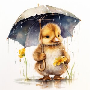 Watercolor Duckling in Rain Clipart Bundle (digital Download) - Etsy