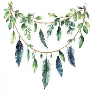Boho Leaves Decor Clipart Bundle- 10 High Quality Watercolor Jpgs ...