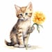 Kitten With Flowers Clipart Bundle 10 High Quality Watercolor Jpgs ...