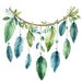 Boho Leaves Watercolor Clipart Bundle: Printable Decor (digital ...