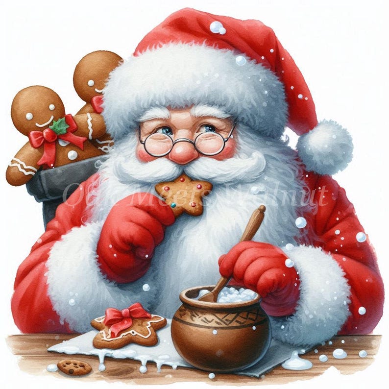 Santa Loves Desserts Clipart – Festive Christmas JPG Bundle (digital ...