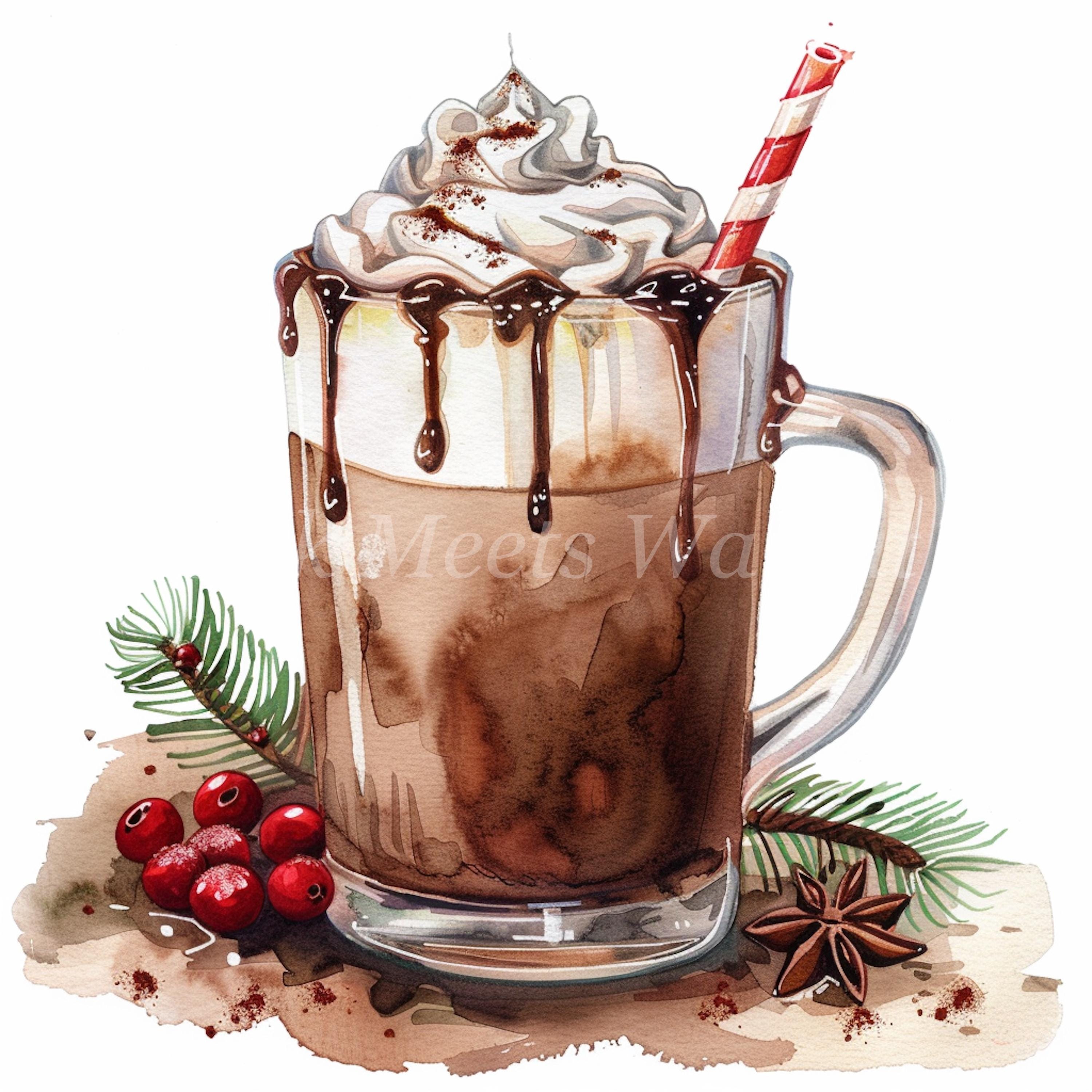 Hot Christmas Cocoa Clipart Bundle- 10 High Quality Watercolor Jpgs ...