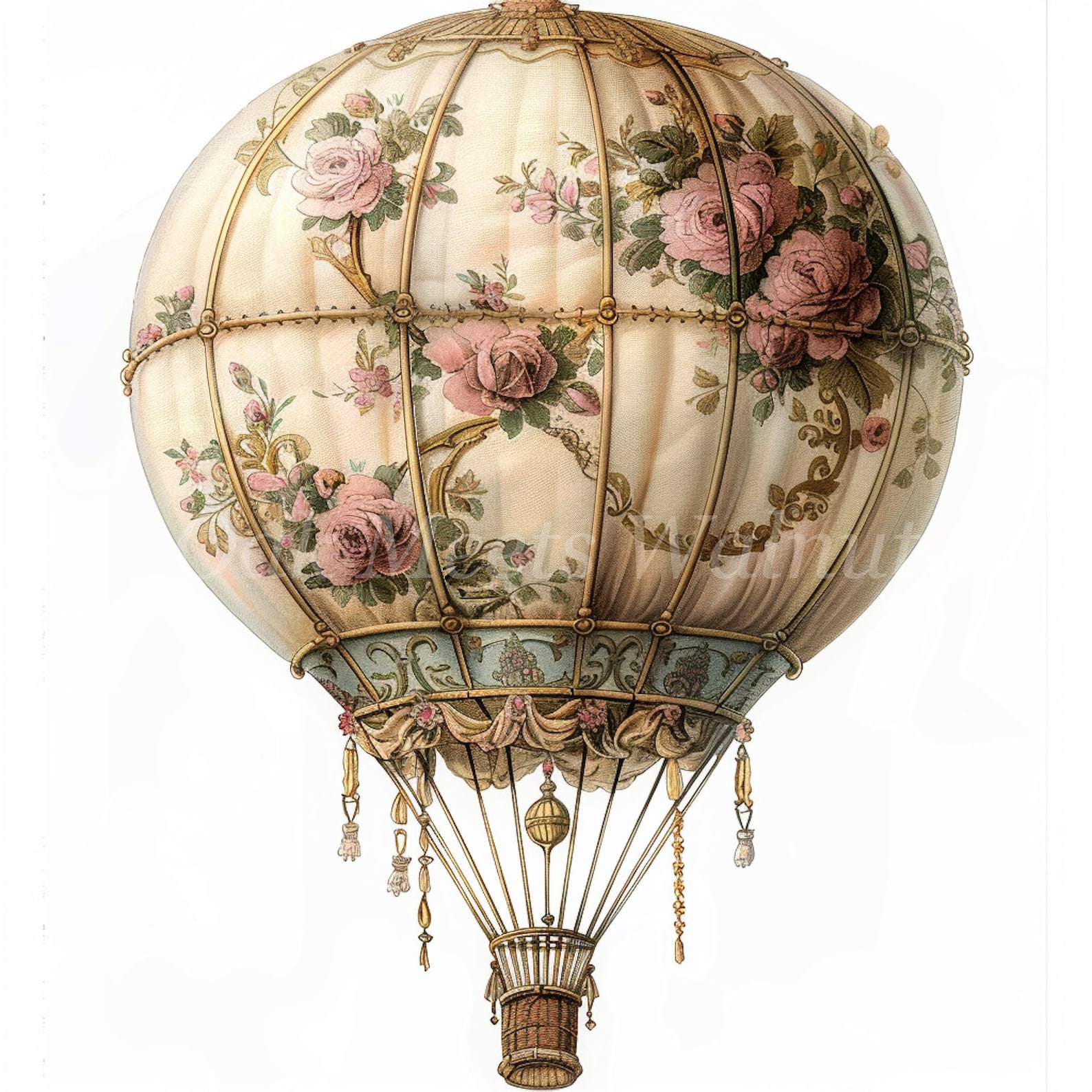 Antique Hot Air Balloons Bundle- 10 High Quality Watercolor Jpgs ...