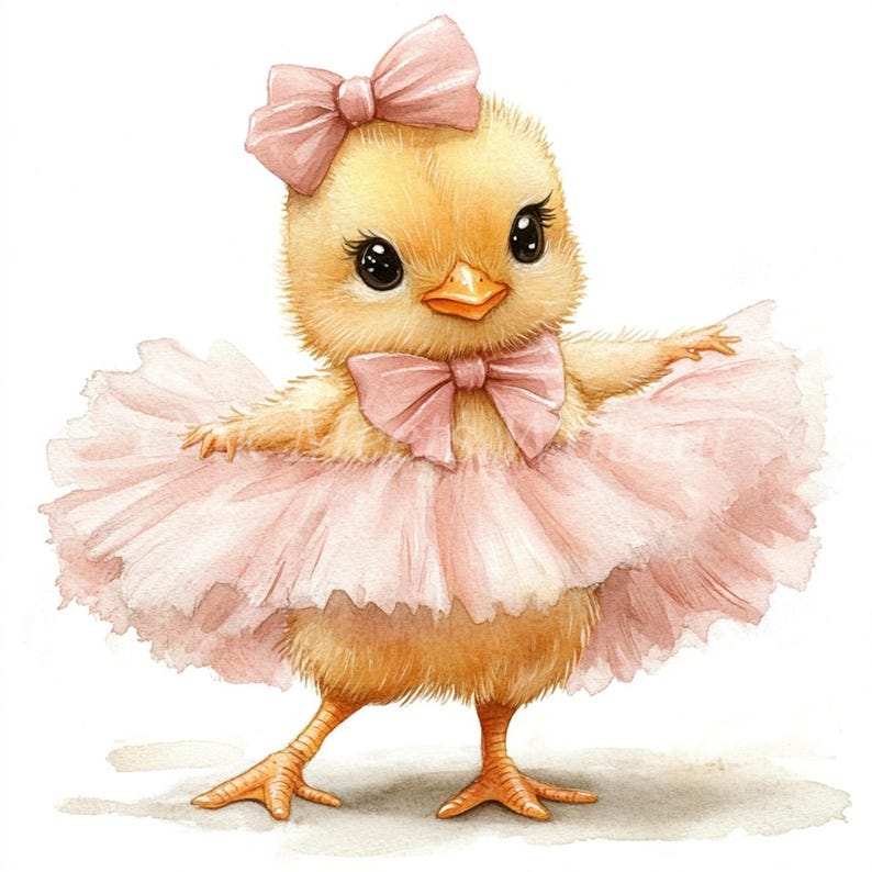 Ballet Chicken Clipart – Watercolor Chick Jpgs, Scrapbooking (digital ...