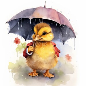 Watercolor Duckling in Rain Clipart Bundle (digital Download) - Etsy