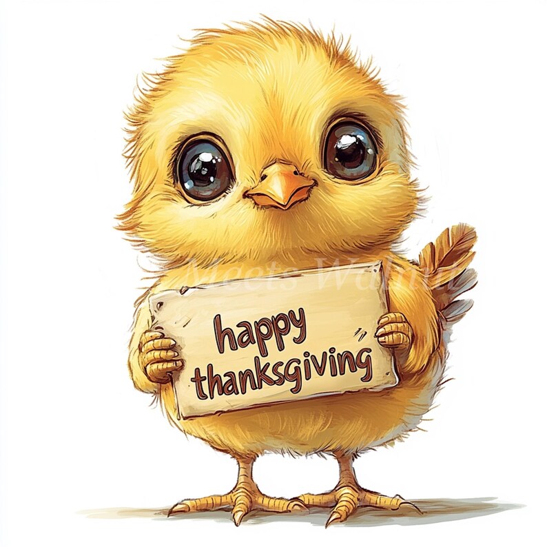 Thanksgiving Baby Chicken Clipart Bundle: Watercolor Jpgs (digital ...