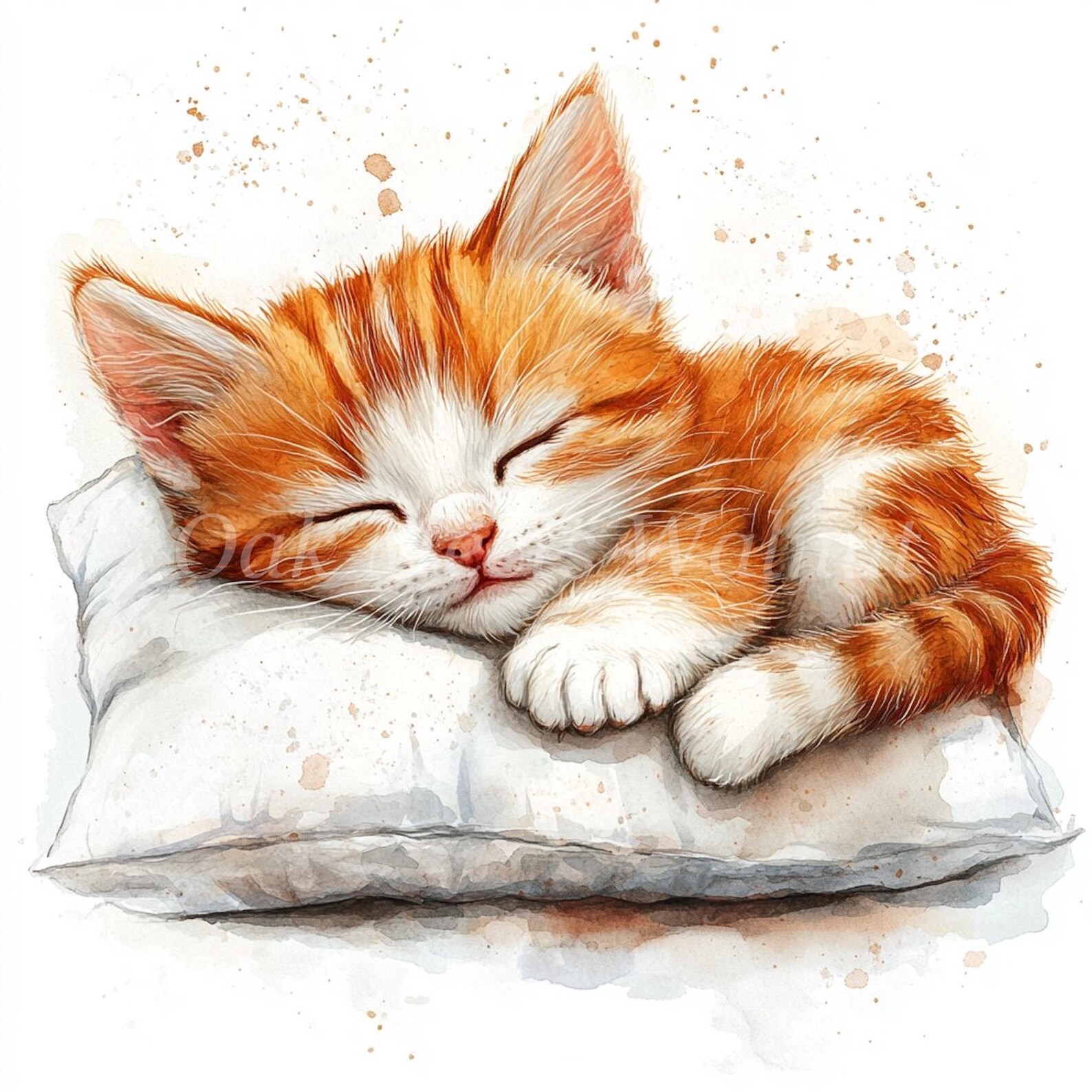 Sleeping Kitty Watercolor Clipart – Cat Illustrations Bundle (digital ...