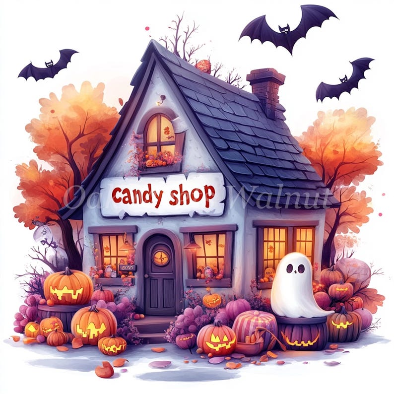 Halloween Candy Shop Clipart Bundle 10 High Res Watercolor Jpgs for ...