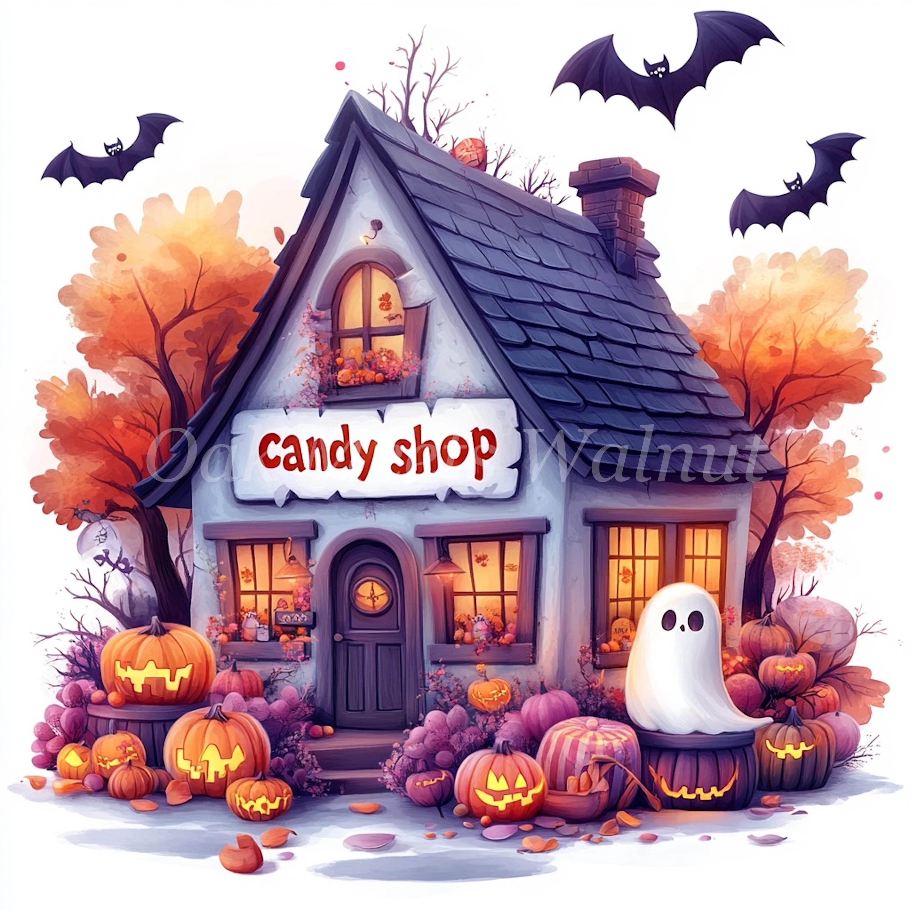 Halloween Candy Shop Clipart Bundle 10 High Res Watercolor Jpgs for ...