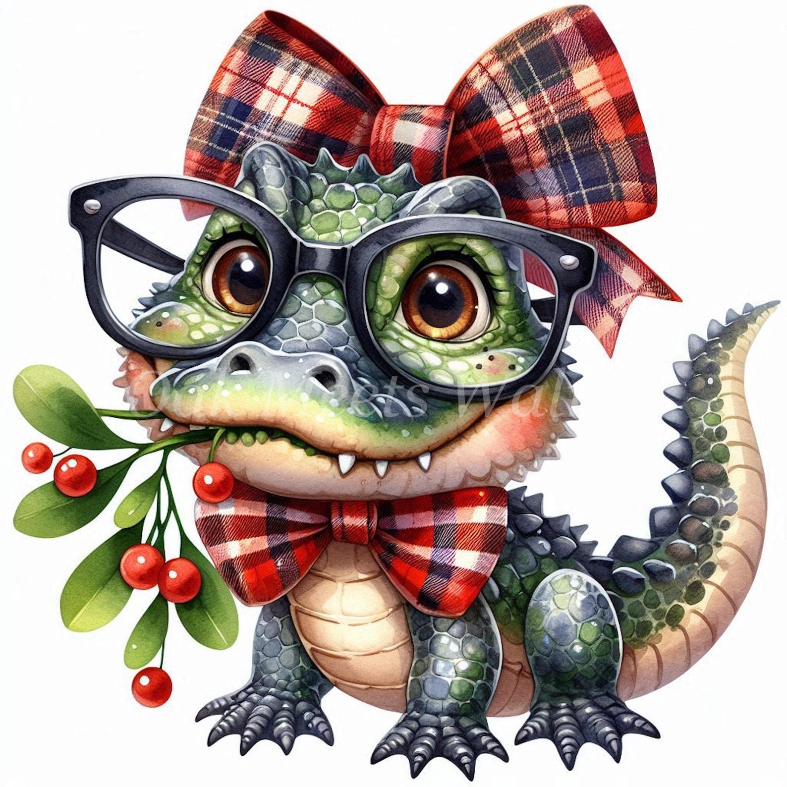 Christmas Alligator Clipart Bundle: Watercolor Holiday Animal (digital ...