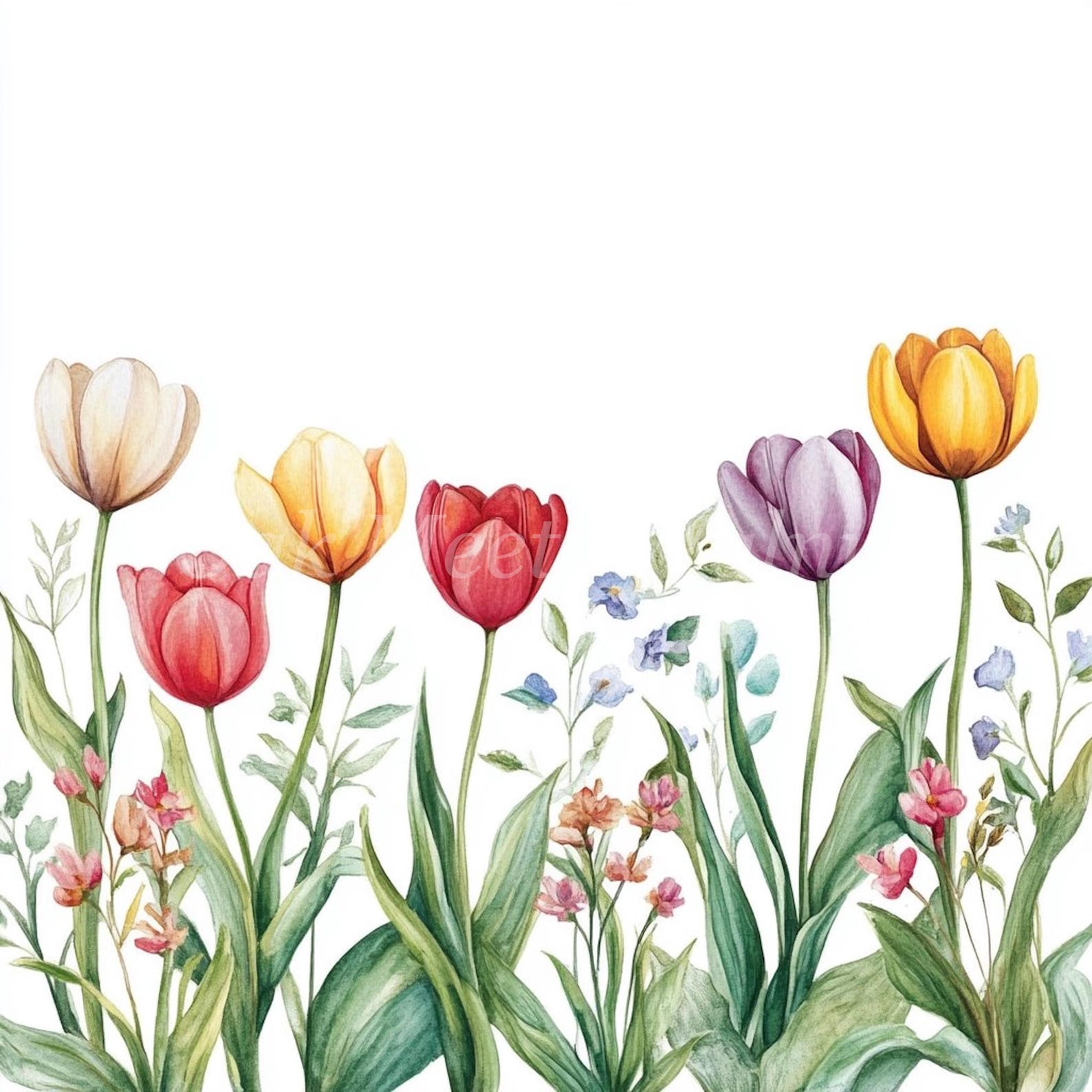 Watercolor Spring Flower Clipart Bundle: Floral Jpgs (digital Download ...
