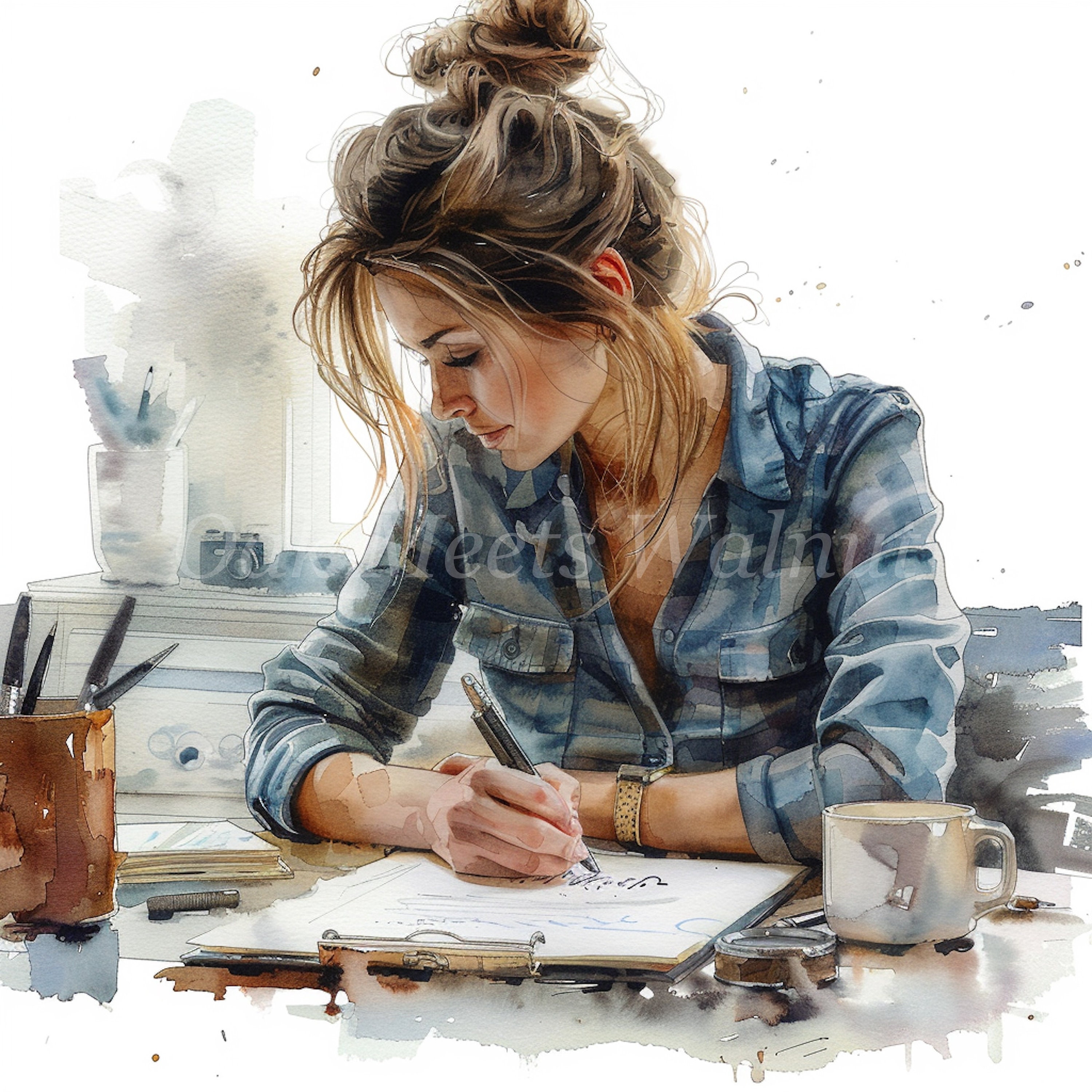 Woman Writing Clipart Bundle- 10 High Quality Watercolor Jpgs ...