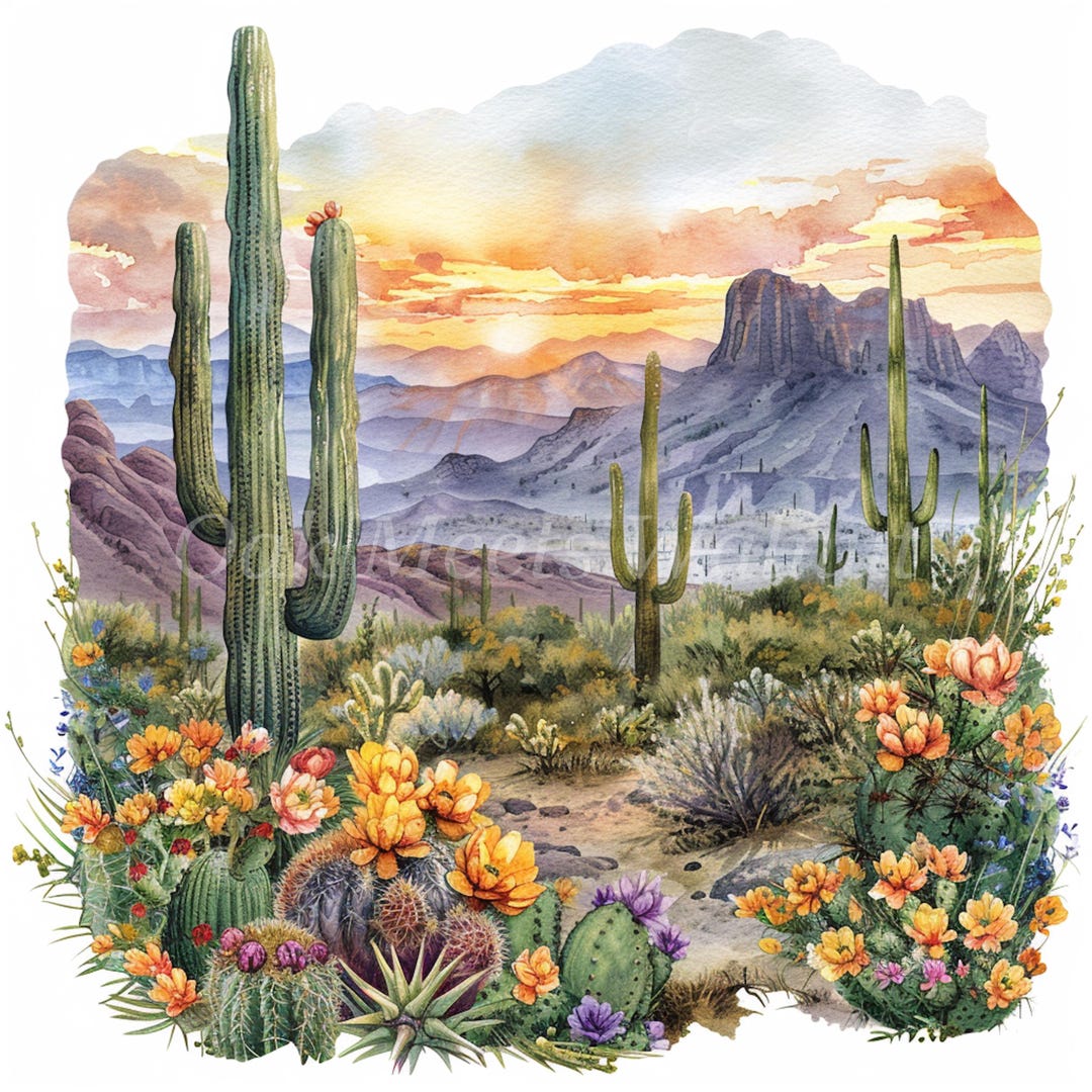 Watercolor Desert Landscape Clipart Bundle (digital Download) - Etsy