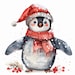 Christmas Penguin Watercolor Clipart Bundle: Holiday JPG Images ...