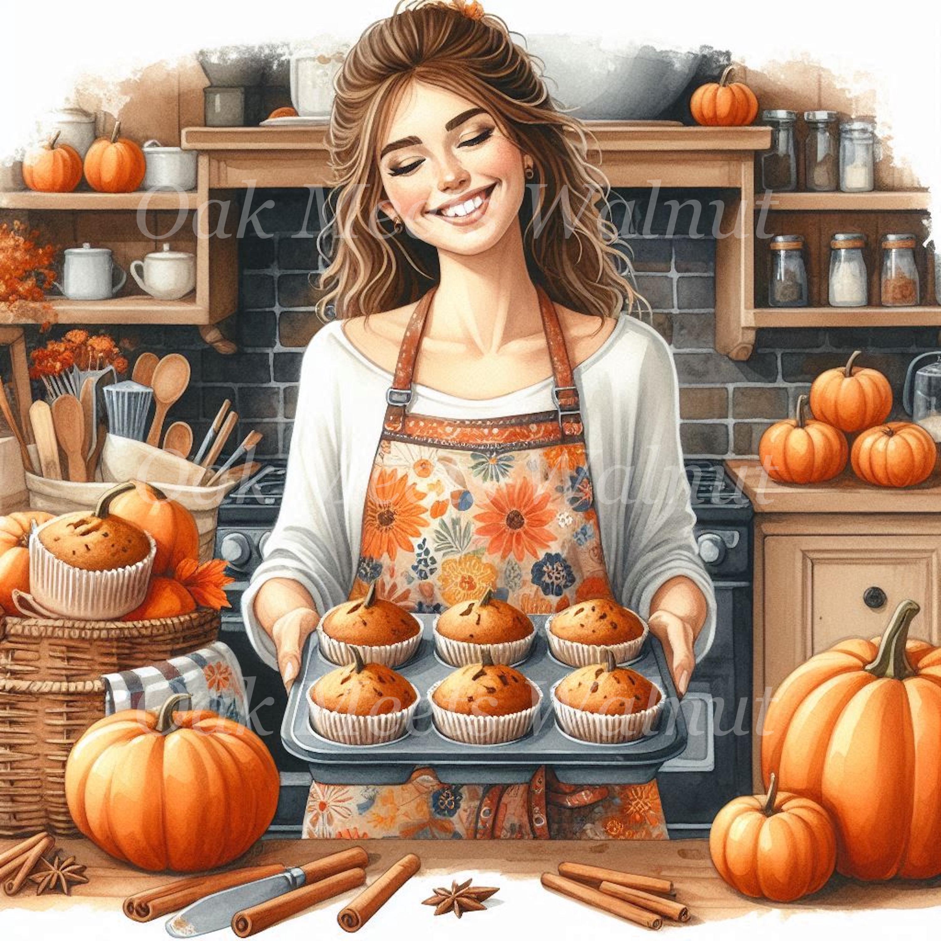 Autumn Baker Clipart Bundle: Watercolor Baking Illustrations (digital ...
