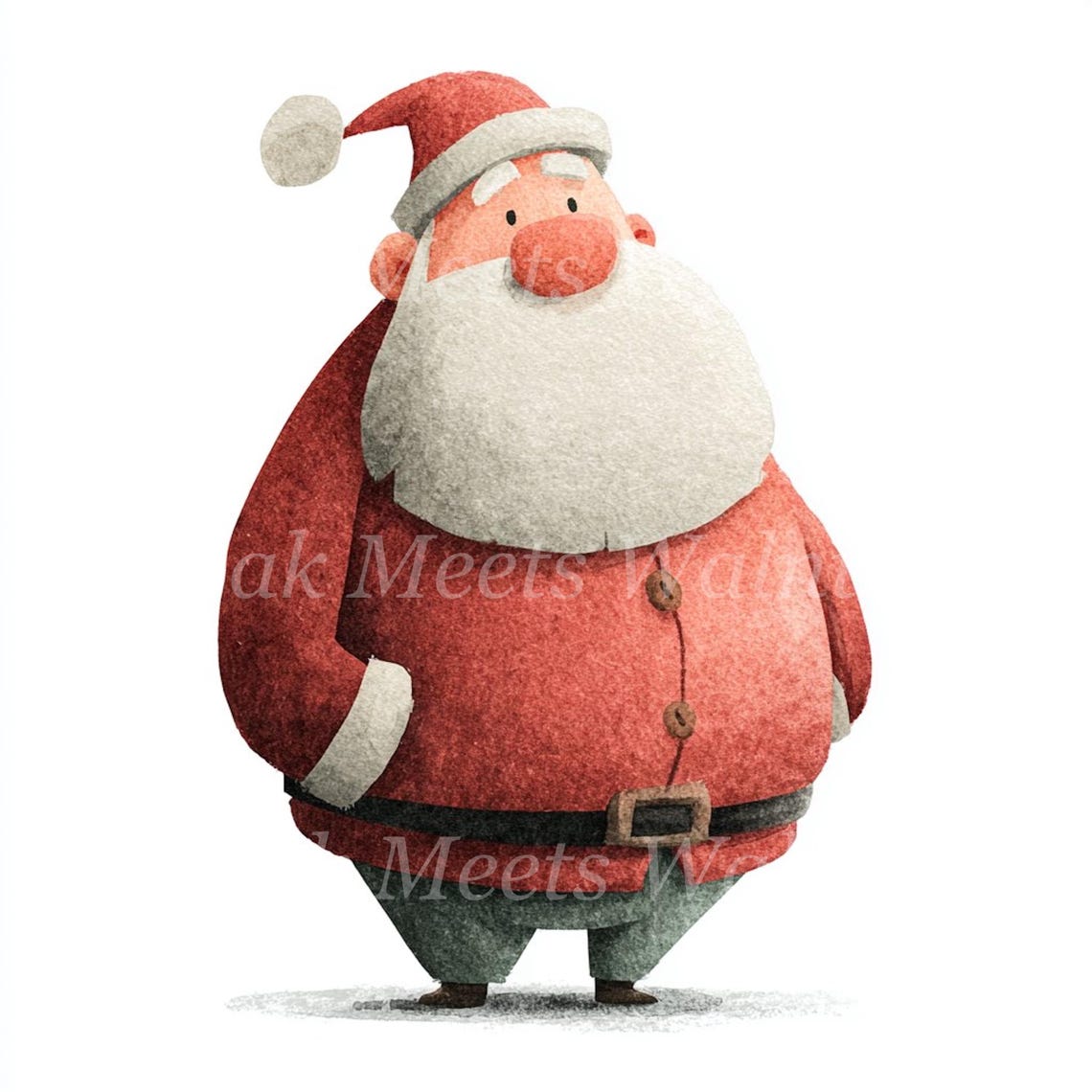 Cartoon Santa Clipart Bundle: Watercolor Christmas Graphics (digital ...