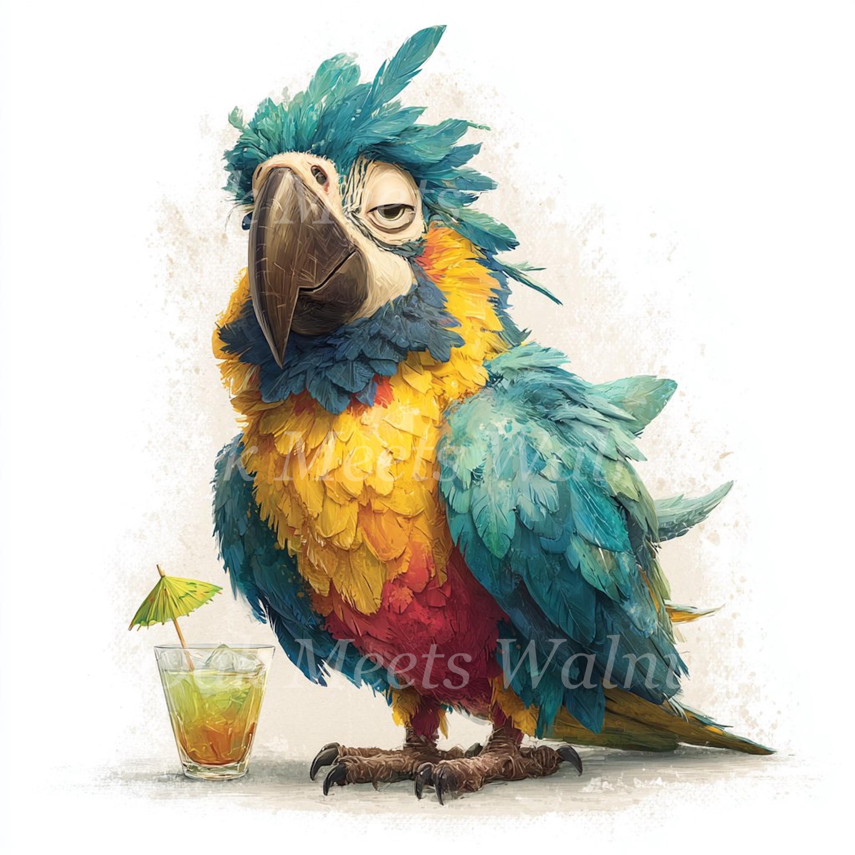 Watercolor Parrot Clipart Bundle: Tropical Vacation Art (digital ...