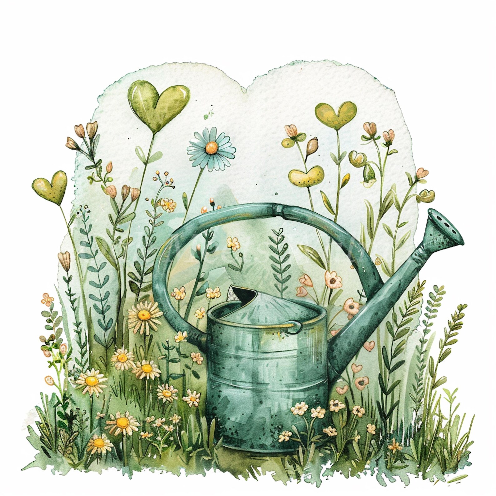 Watercolor Flowers in Watering Can Clipart: Floral JPG Bundle (digital ...