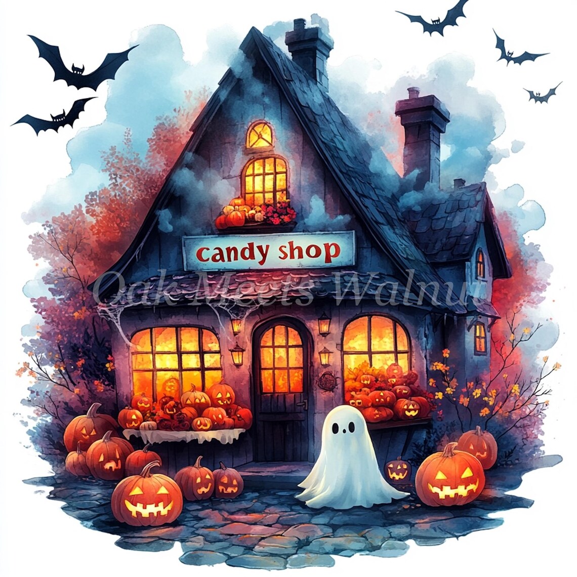 Halloween Candy Shop Clipart: Watercolor JPG Bundle (digital Download ...