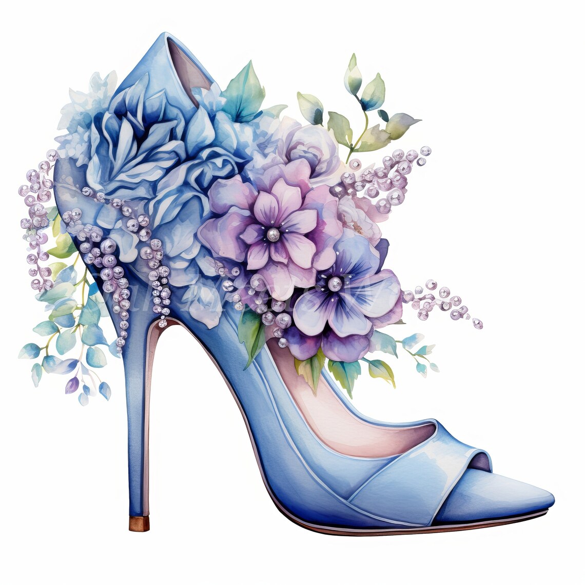 Floral Prom Shoes Clipart Bundle 10 High Quality Watercolor Jpgs ...