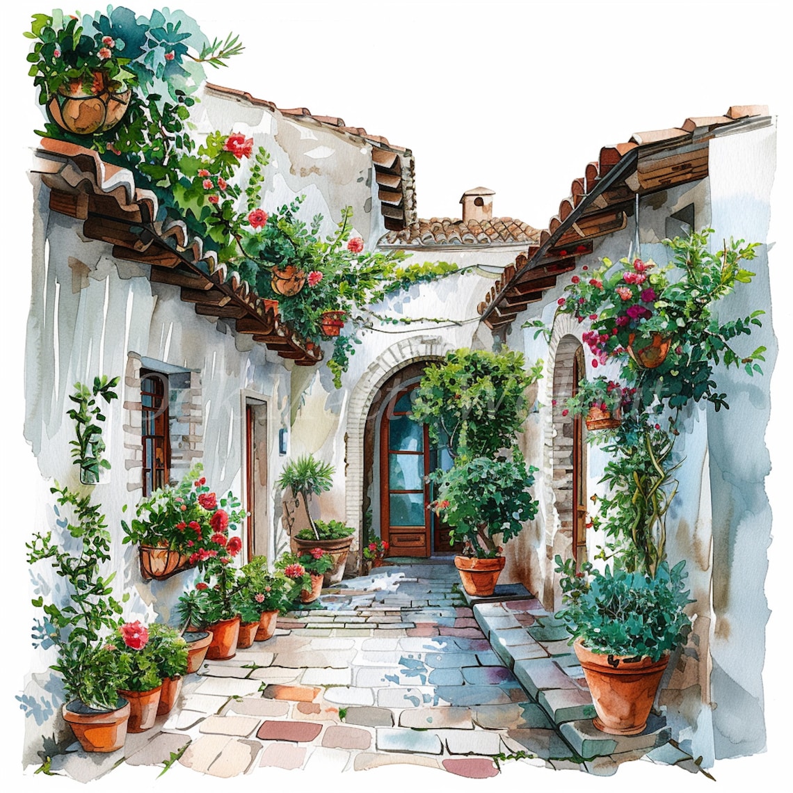 Courtyard Garden Clipart Bundle 10 High Quality Watercolor Jpgs ...