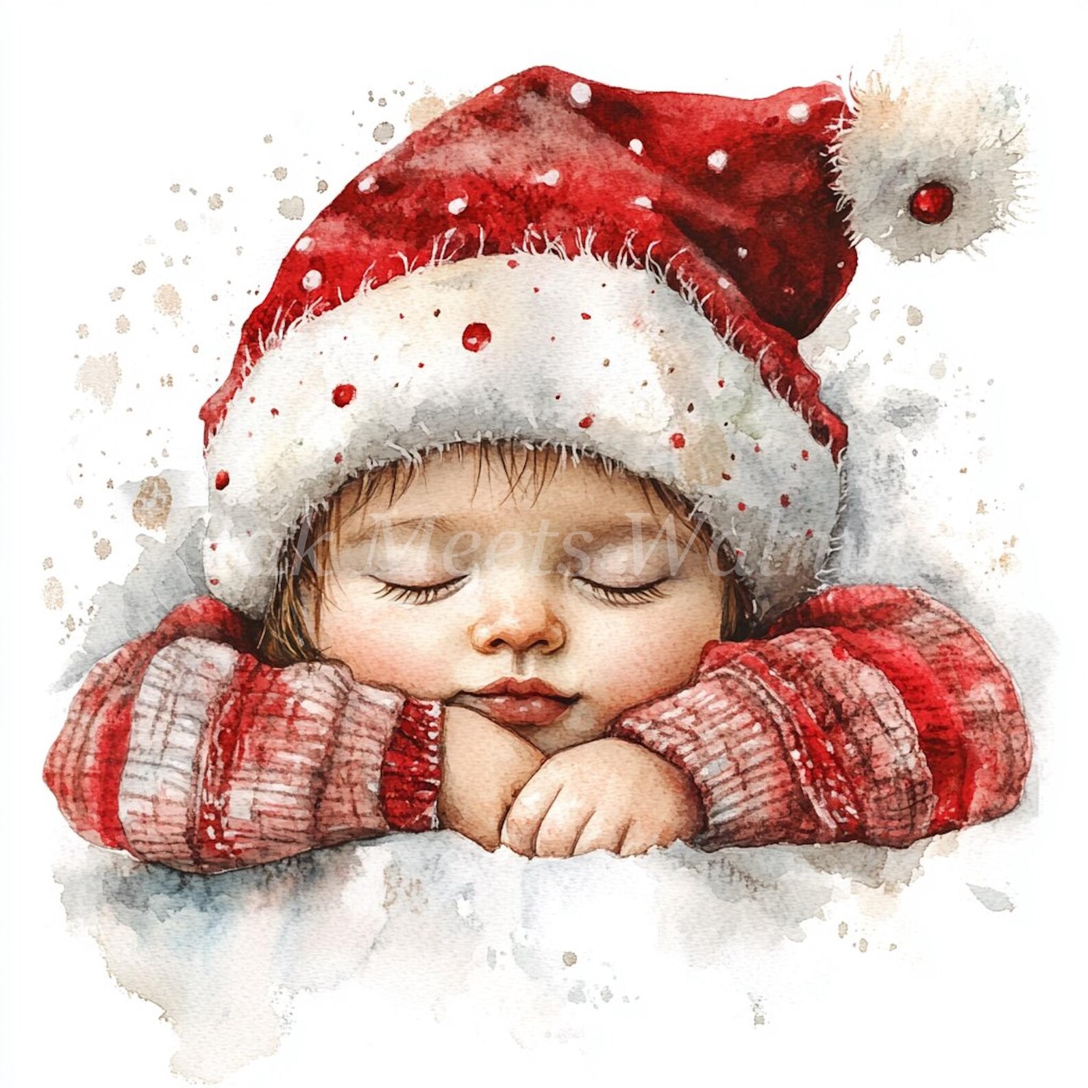 Christmas Baby Watercolor Clipart: Holiday Scrapbook Images (digital ...