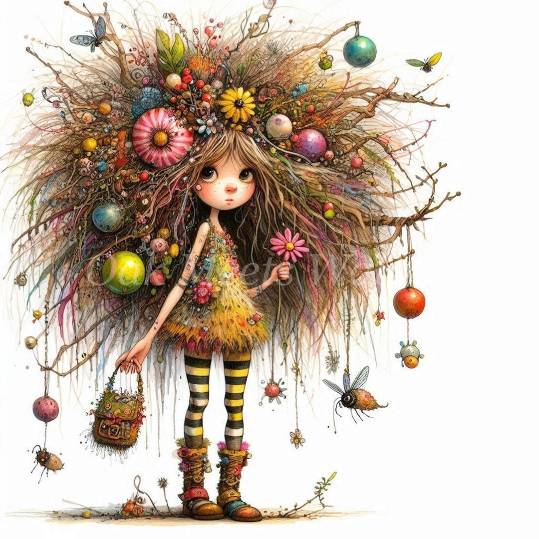 Quirky Clueless Girl Clipart Bundle- 10 High Quality Watercolor Jpgs ...