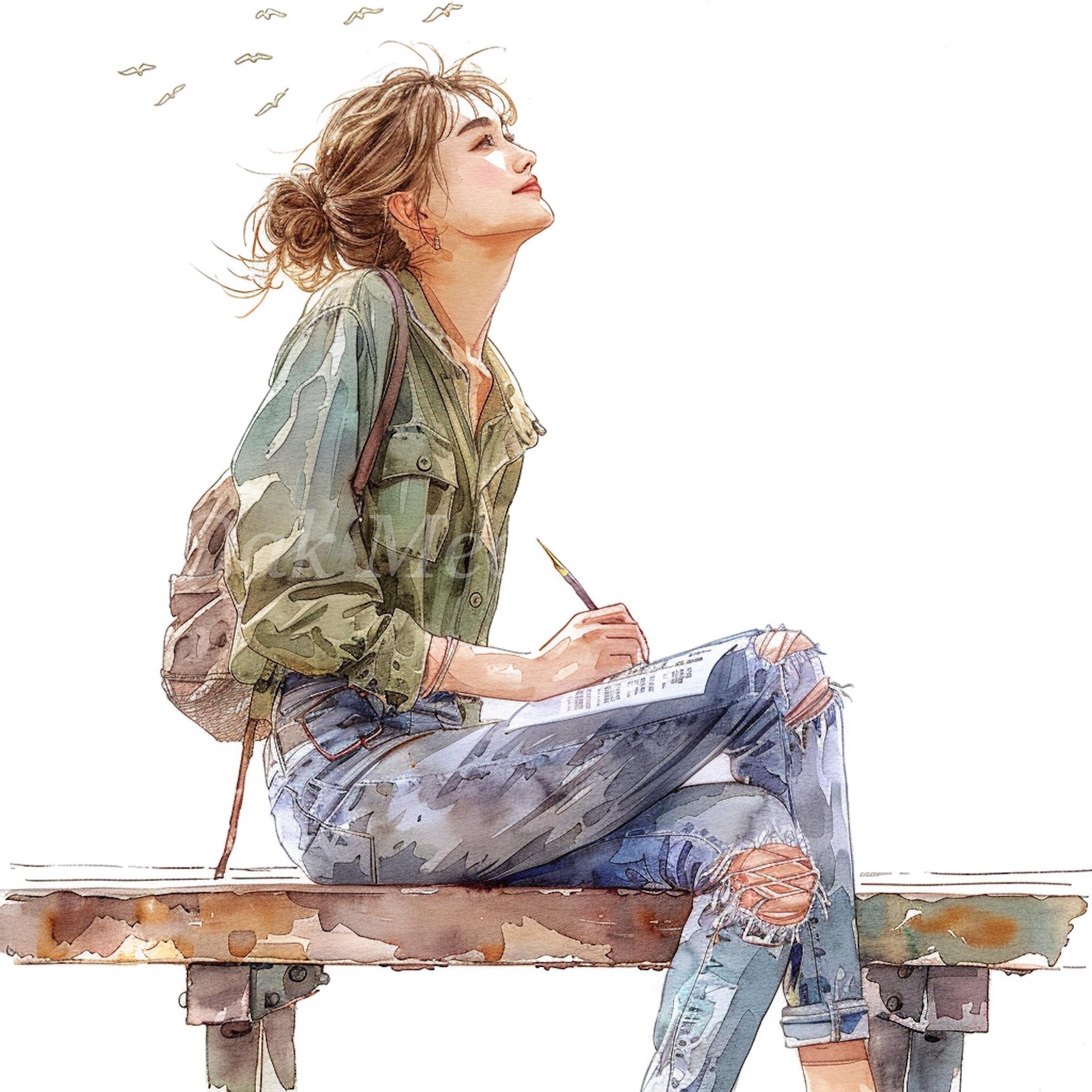 Hopeful Girl in the Park Clipart Bundle 10 High Quality Watercolor Jpgs ...