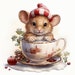 Christmas Mouse in a Teacup Clipart Bundle -10 High Quality Watercolor ...