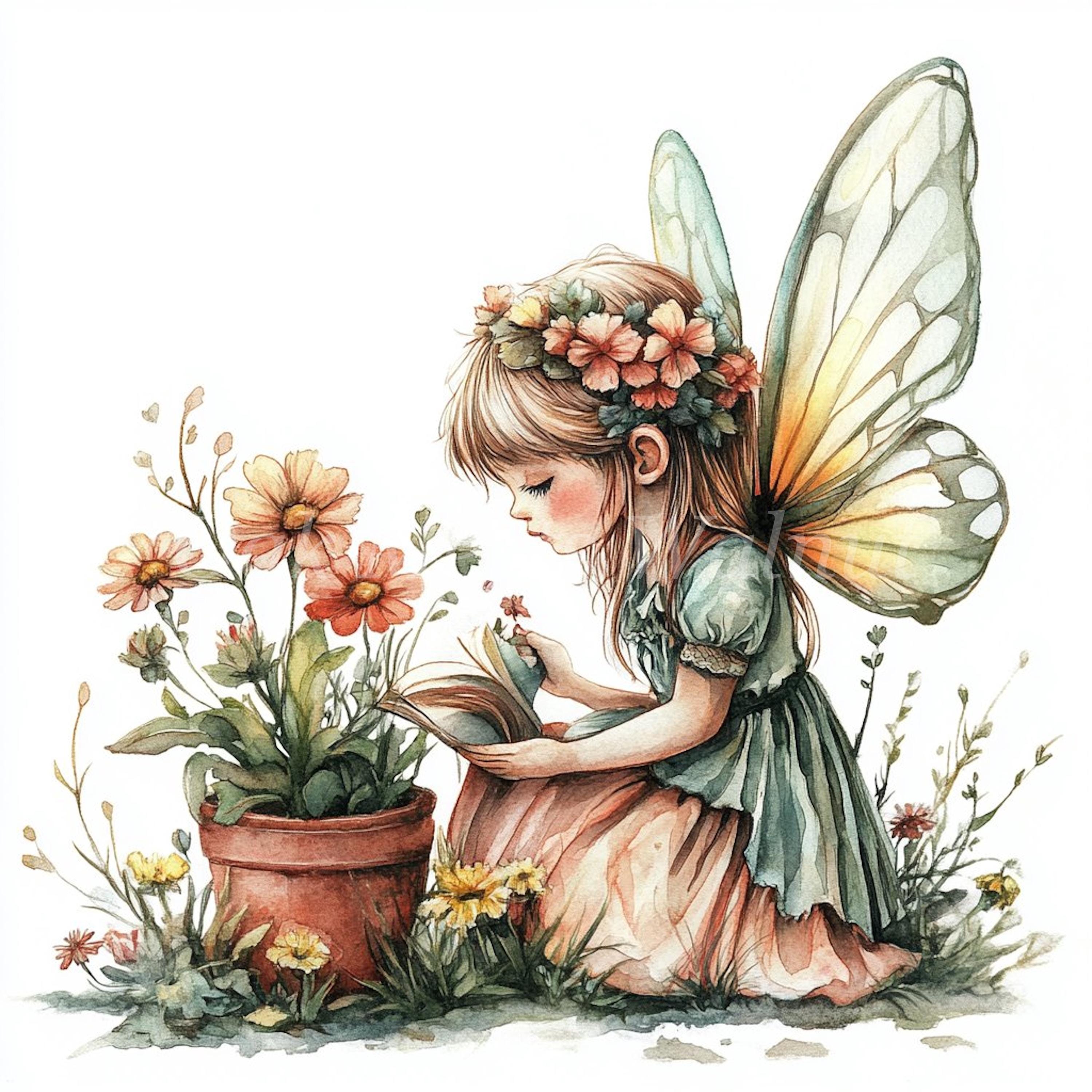 Flower Fairy Watercolor Clipart – Vase Arrangement, Jpgs (digital ...