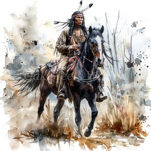 Watercolor Native American Horse Clipart: 10 JPG Graphics (digital ...