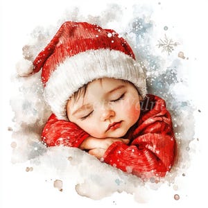 Christmas Baby Watercolor Clipart: Holiday Scrapbook Images (digital ...