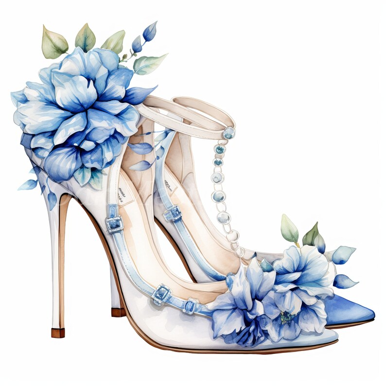 Floral Prom Shoes Clipart Bundle- 10 High Quality Watercolor Jpgs ...