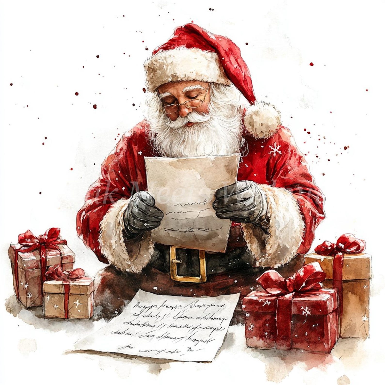 Santa With Presents Clipart – Vintage Christmas Images (digital ...