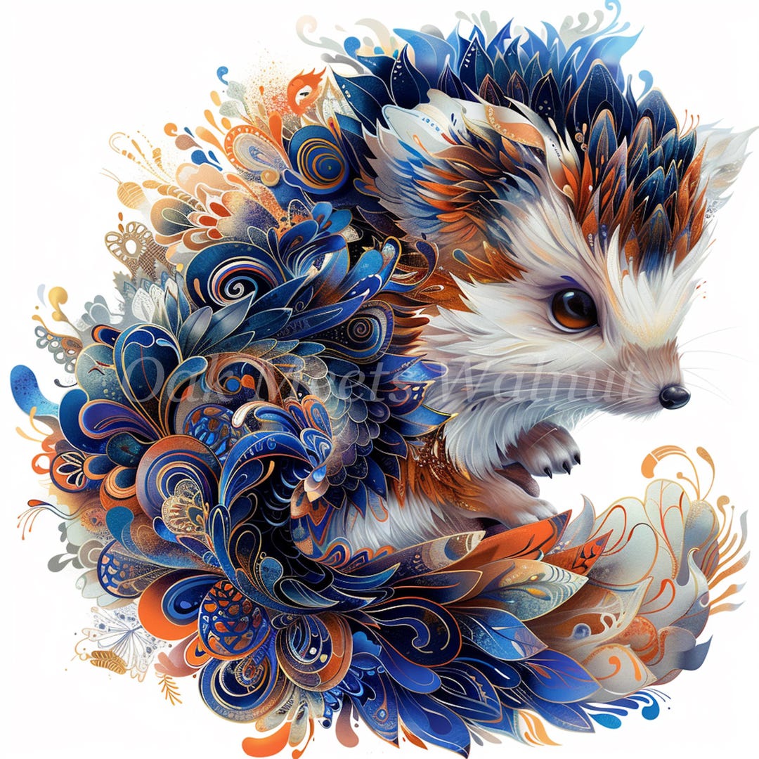 Stylish Floral Hedgehog Clipart Bundle- 10 High Quality Jpgs, Beautiful ...