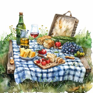 Spring Picnic, Clipart Bundle- 10 High Quality Watercolor Jpgs ...