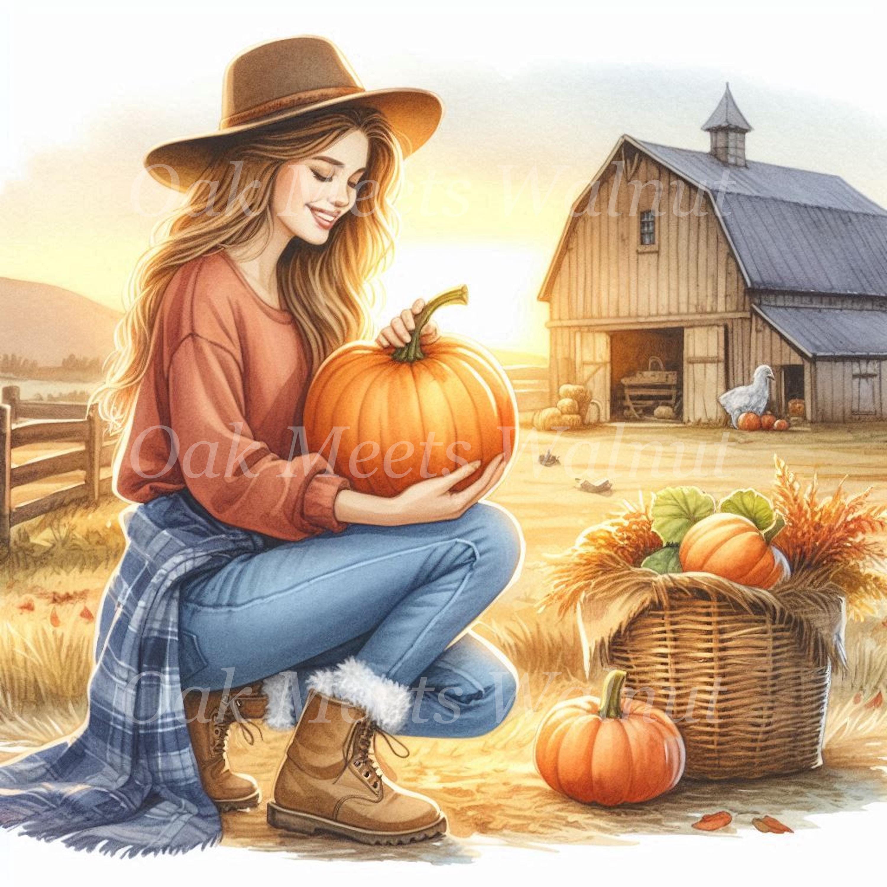 Pumpkin Farm Clipart Bundle: Watercolor Fall Harvest (digital Download ...