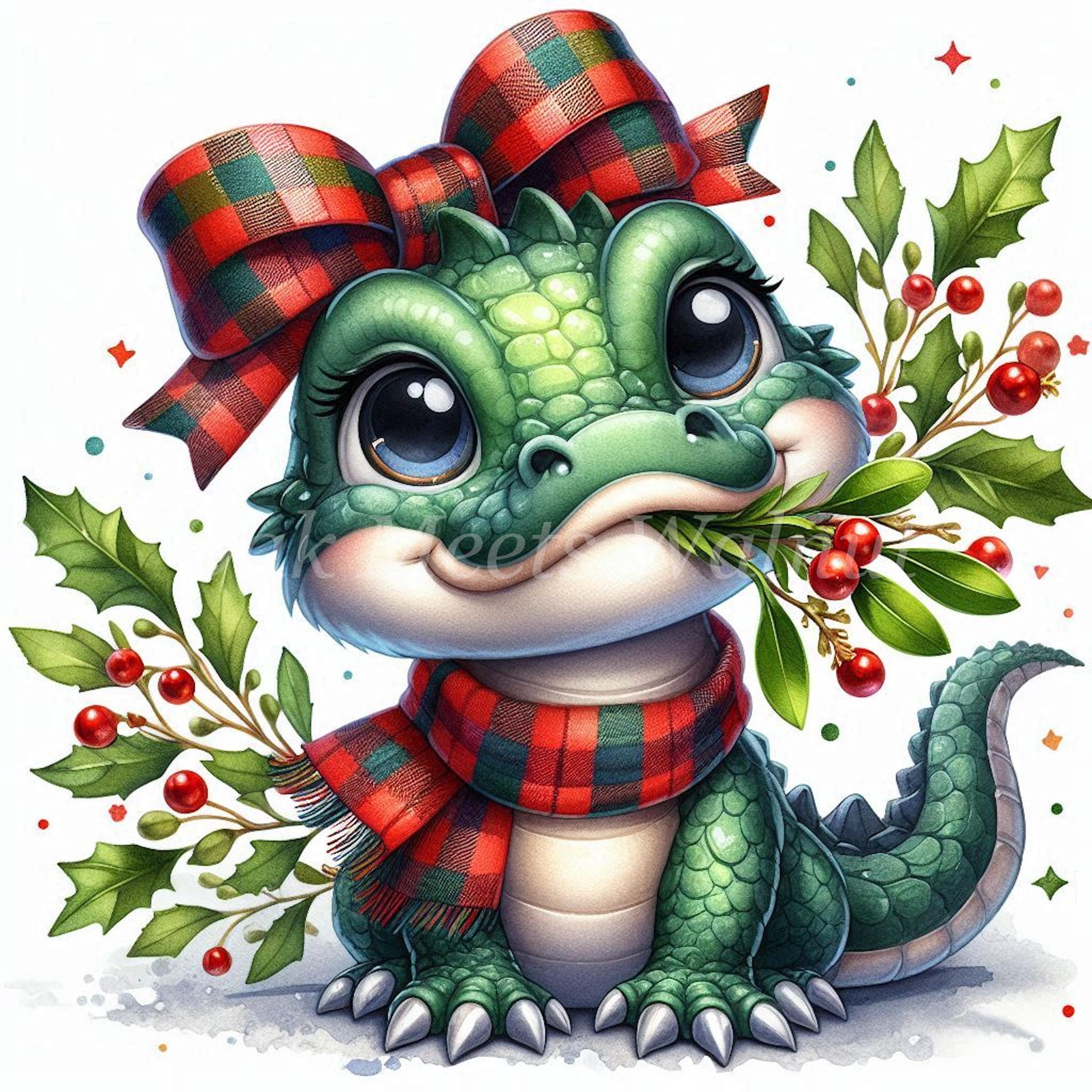 Christmas Alligator Clipart Bundle: Watercolor Holiday Animal (digital ...
