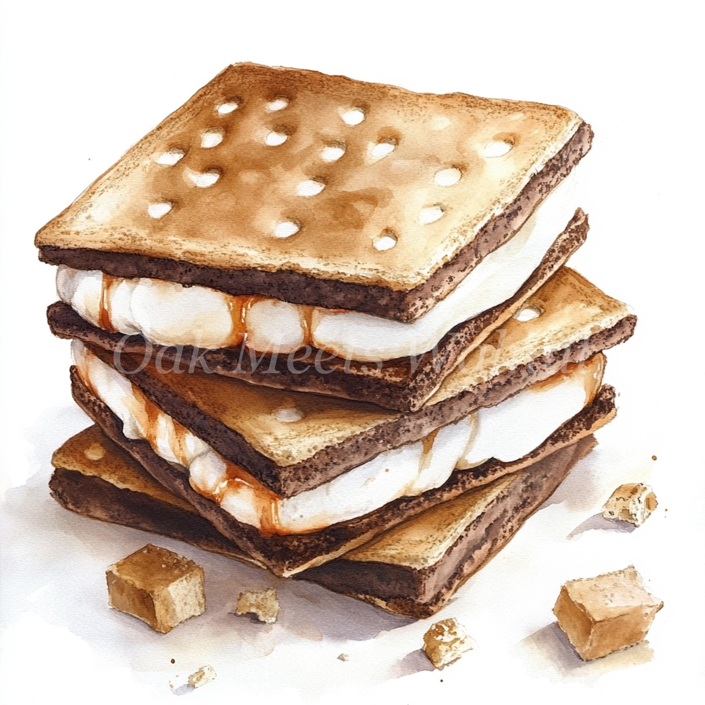 Smores Clipart Bundle-10 High Quality Watercolor Jpgs, Digital Download ...