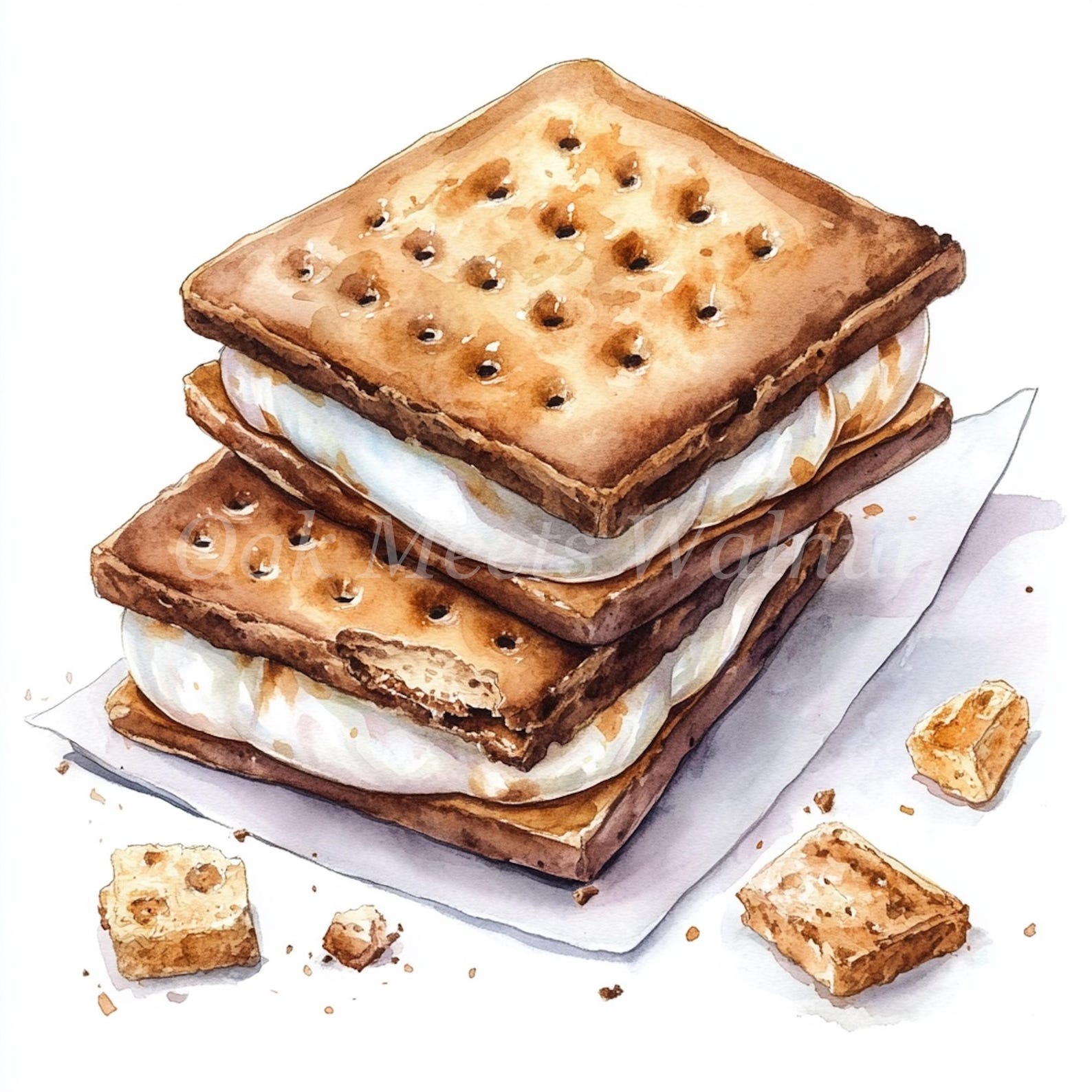 Smores Clipart Bundle-10 High Quality Watercolor Jpgs, Digital Download ...